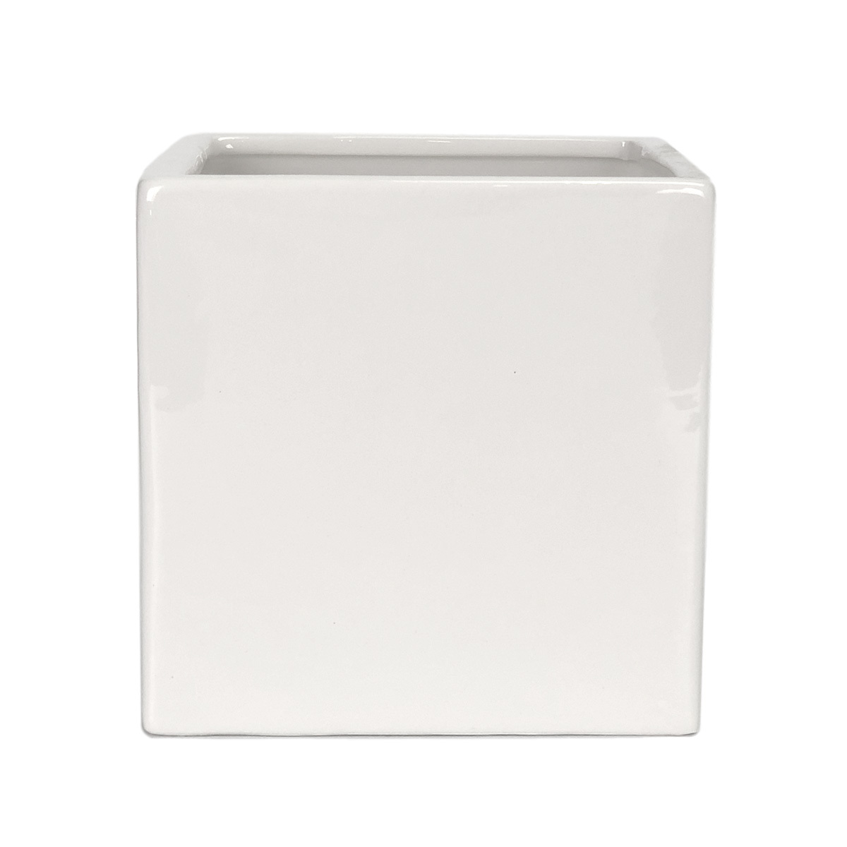 Cube Ceramic Vase - 10cm x 10cm x 10cmH / Gloss White - Floral Craft