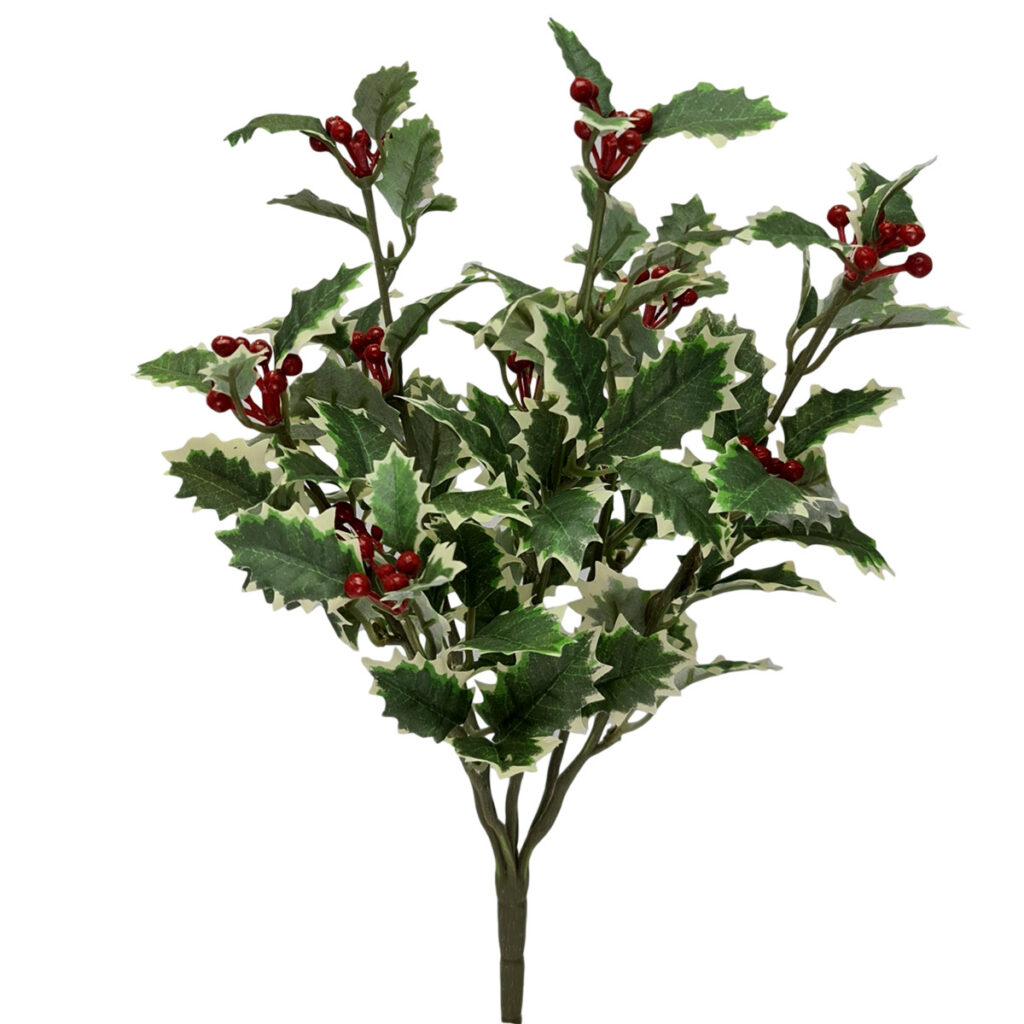 Variegated Holly Bush with Red Berries – 35cm | Floral Craft