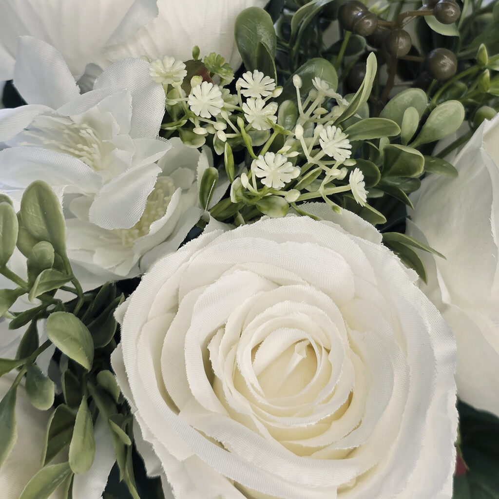 Hannah Rose Bush 50cmL White | Wholesale Artificial Flowers